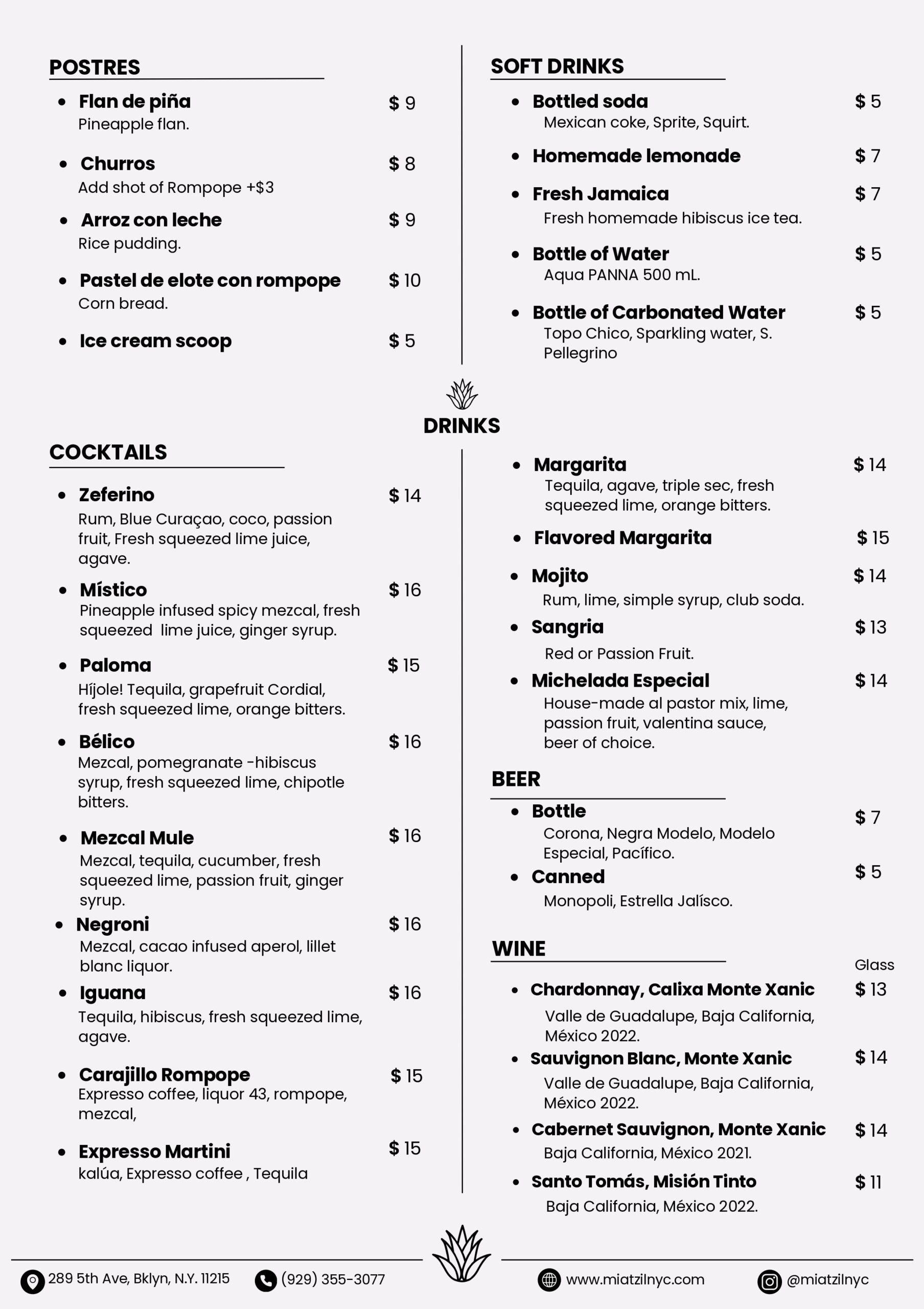 Menu – Miatzil